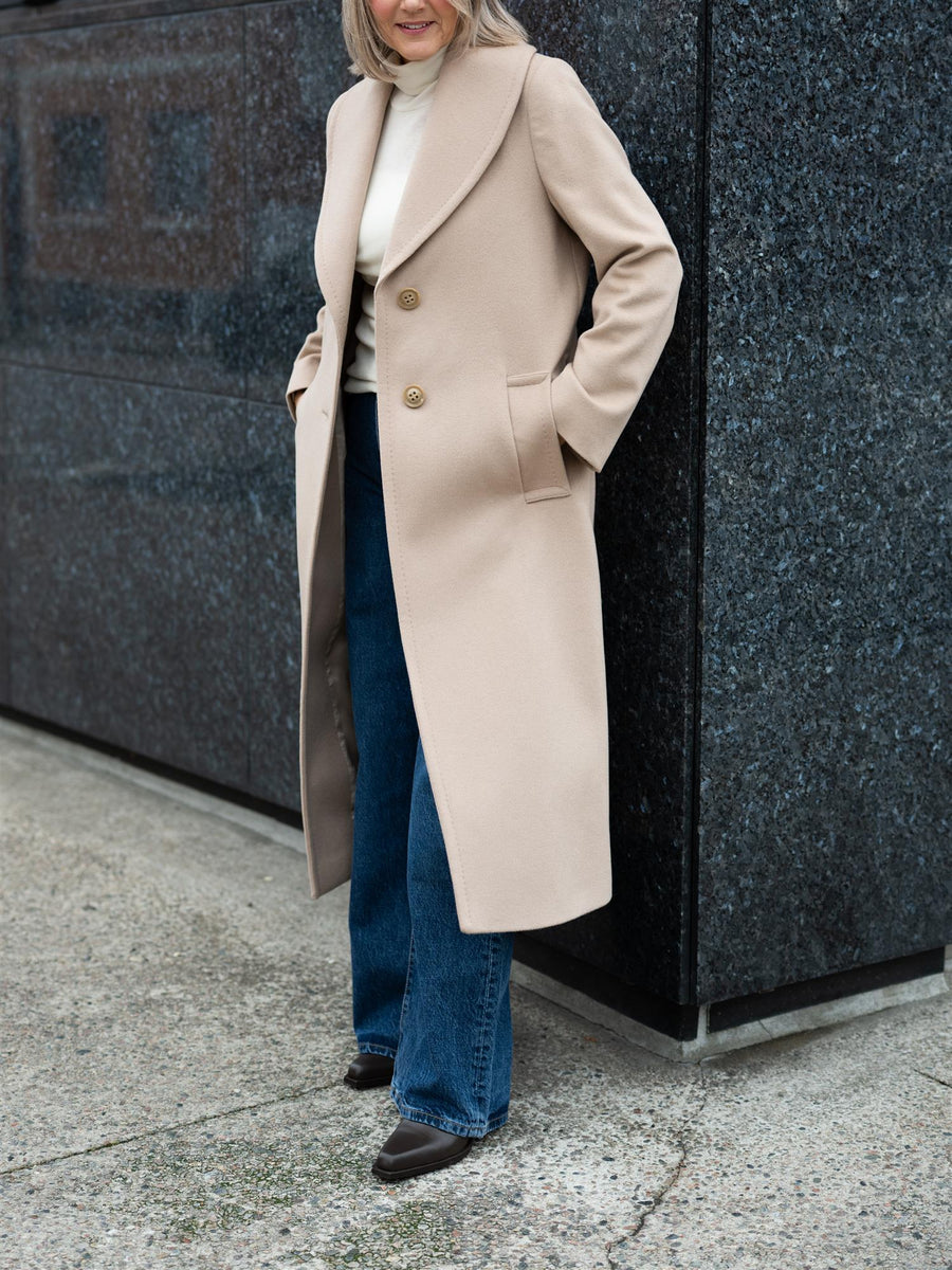 Sand Cashmere Coat W-Clareta Shawl – tlynn.no